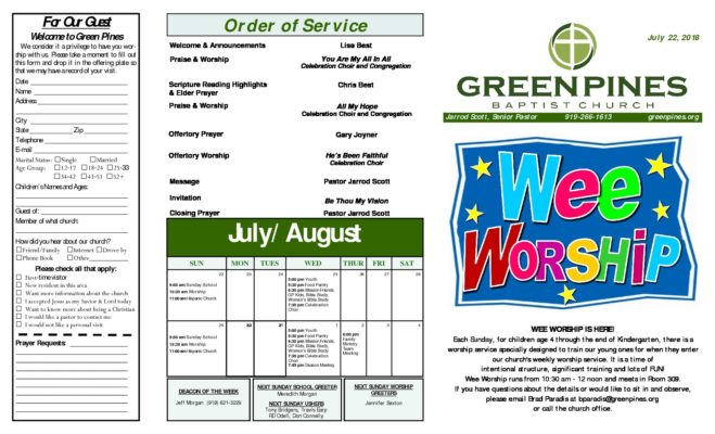 7-22-18 | Green Pines Baptist Church Knightdale
